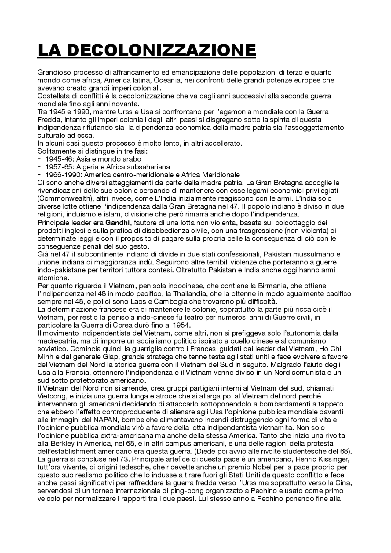 La Decolonizzazione Docsity