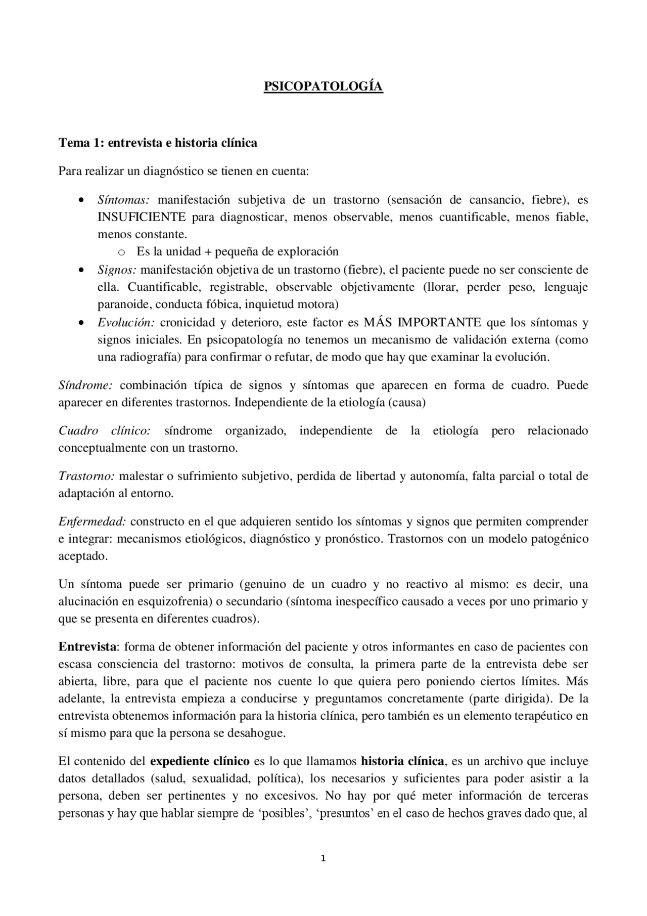 Apuntes Psicopatología Docsity