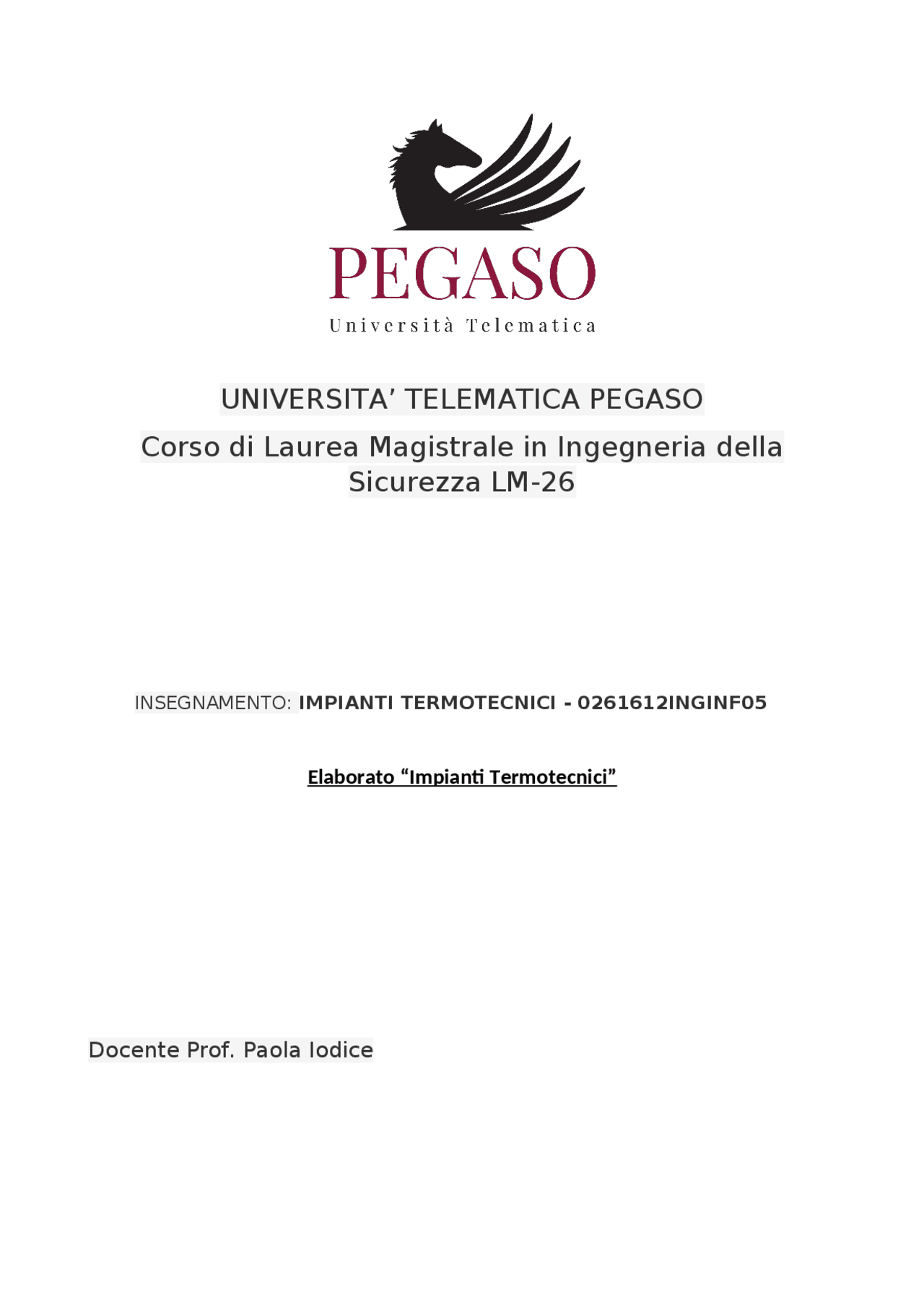 Elaborato Impianti Termotecnici Esercizi Di Impianti Tecnici Docsity