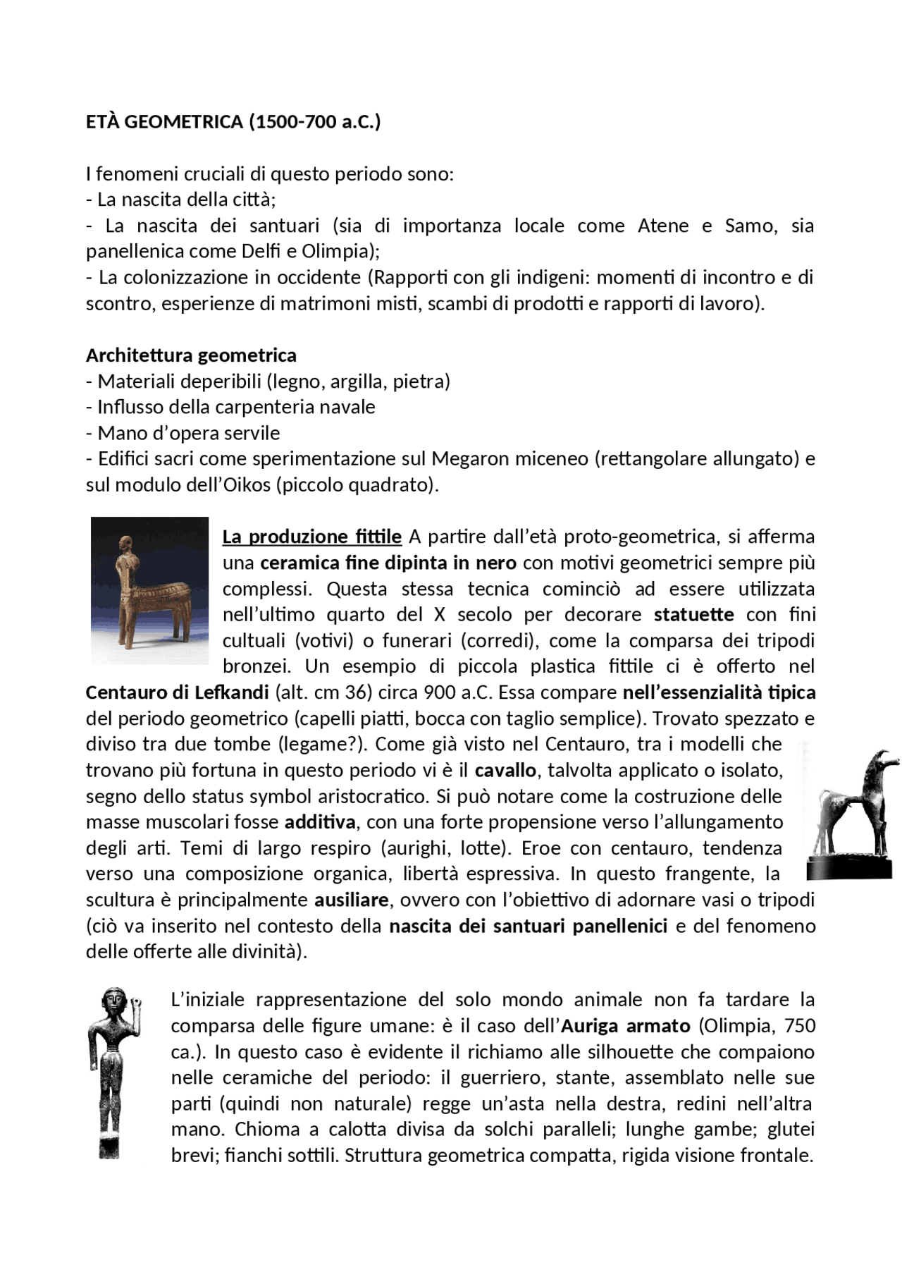 Evoluzione della statuaria greca - Docsity
