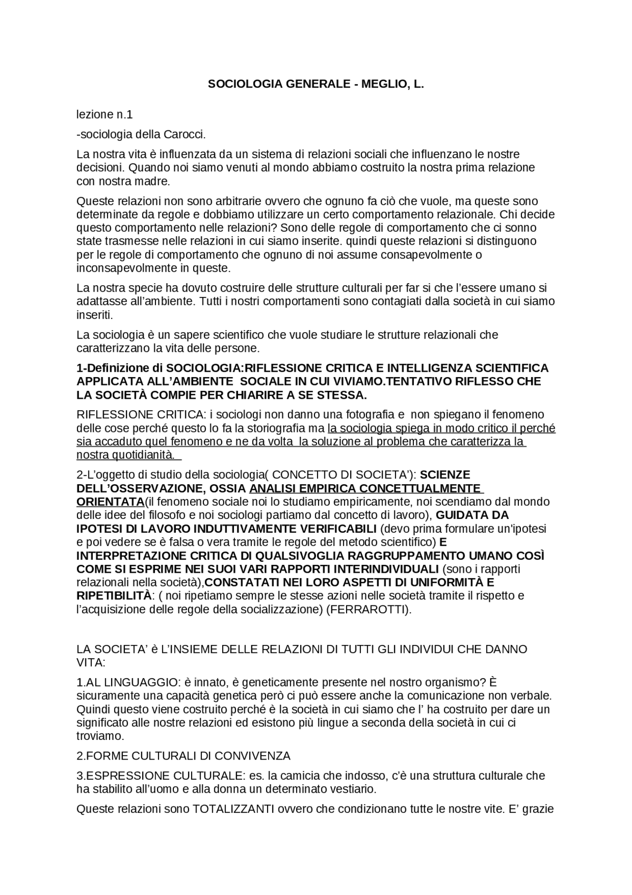 Appunti Sociologia Generale Appunti Di Sociologia Docsity