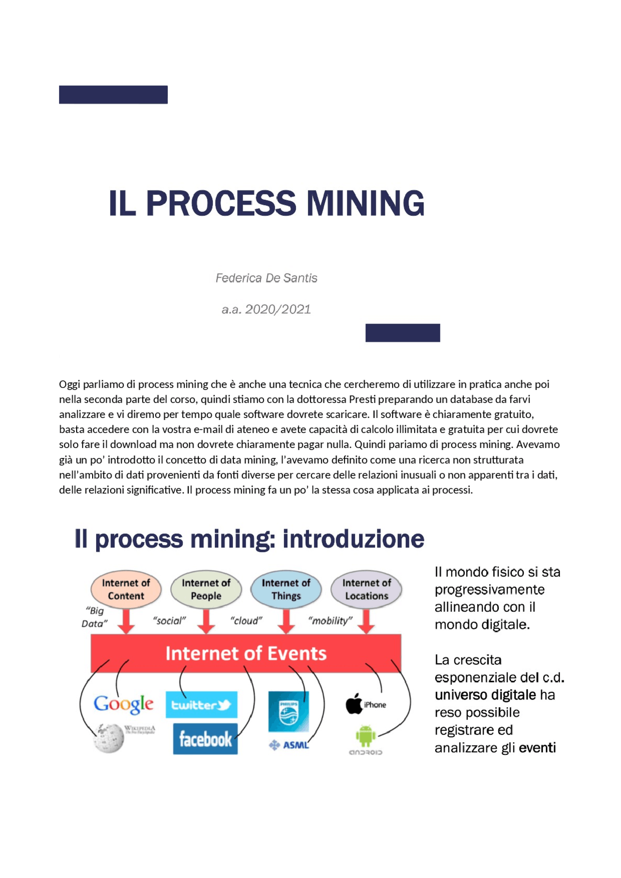 Big Data E Sistemi Informativi Process Mining Docsity