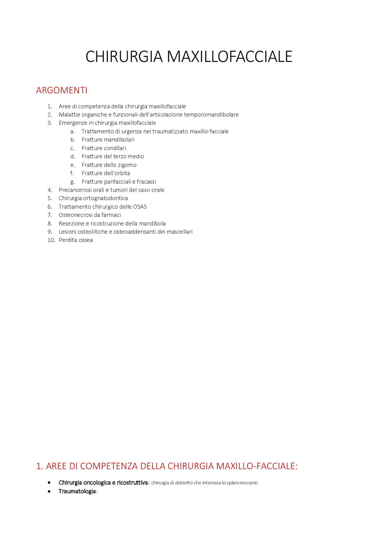 Riassunti Di Chirurgia Maxillofacciale Docsity