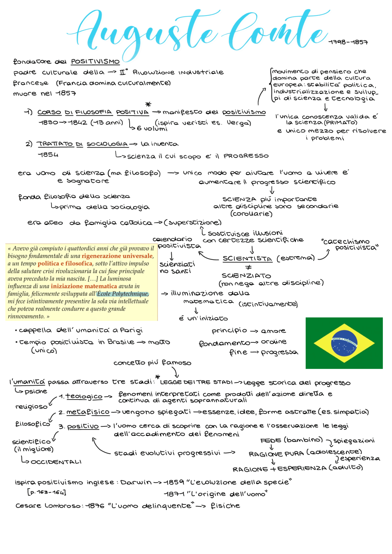 Auguste Comte Appunti Filosofia Docsity