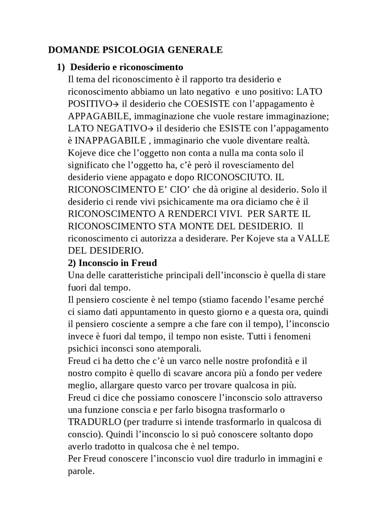 Domande Di Psicologia Generale Ab Docsity