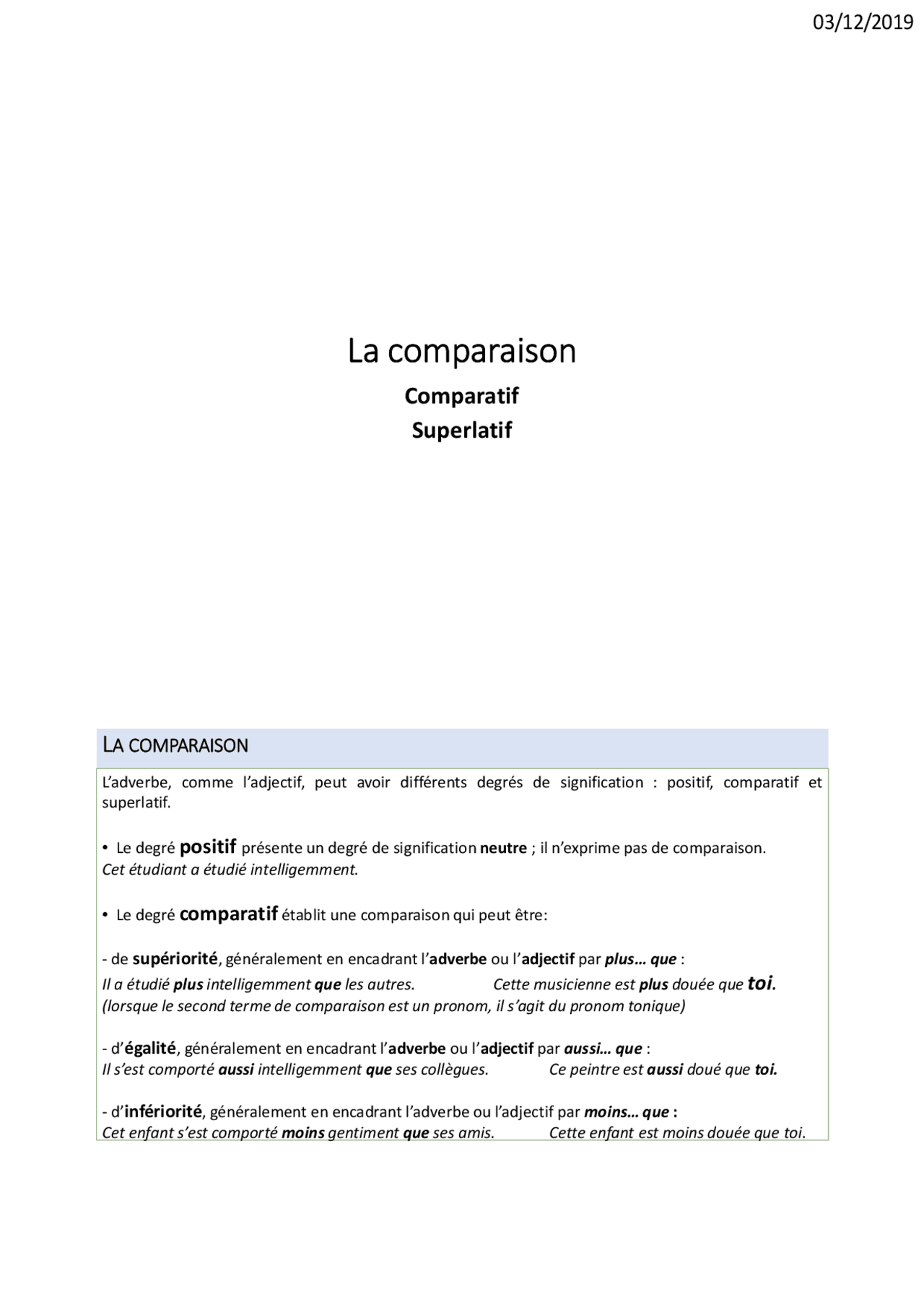 Dispense Di Grammatica Francese Docsity