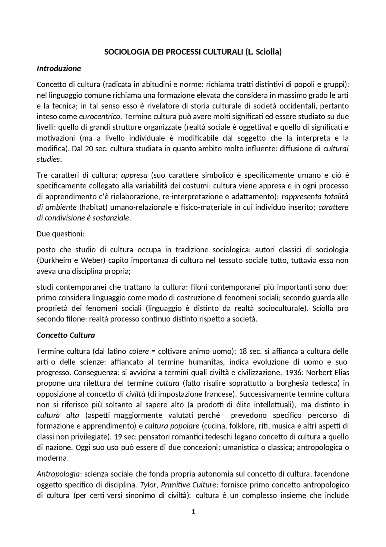 Sociologia Dei Processi Culturali E Comunicativi Sciolla Docsity