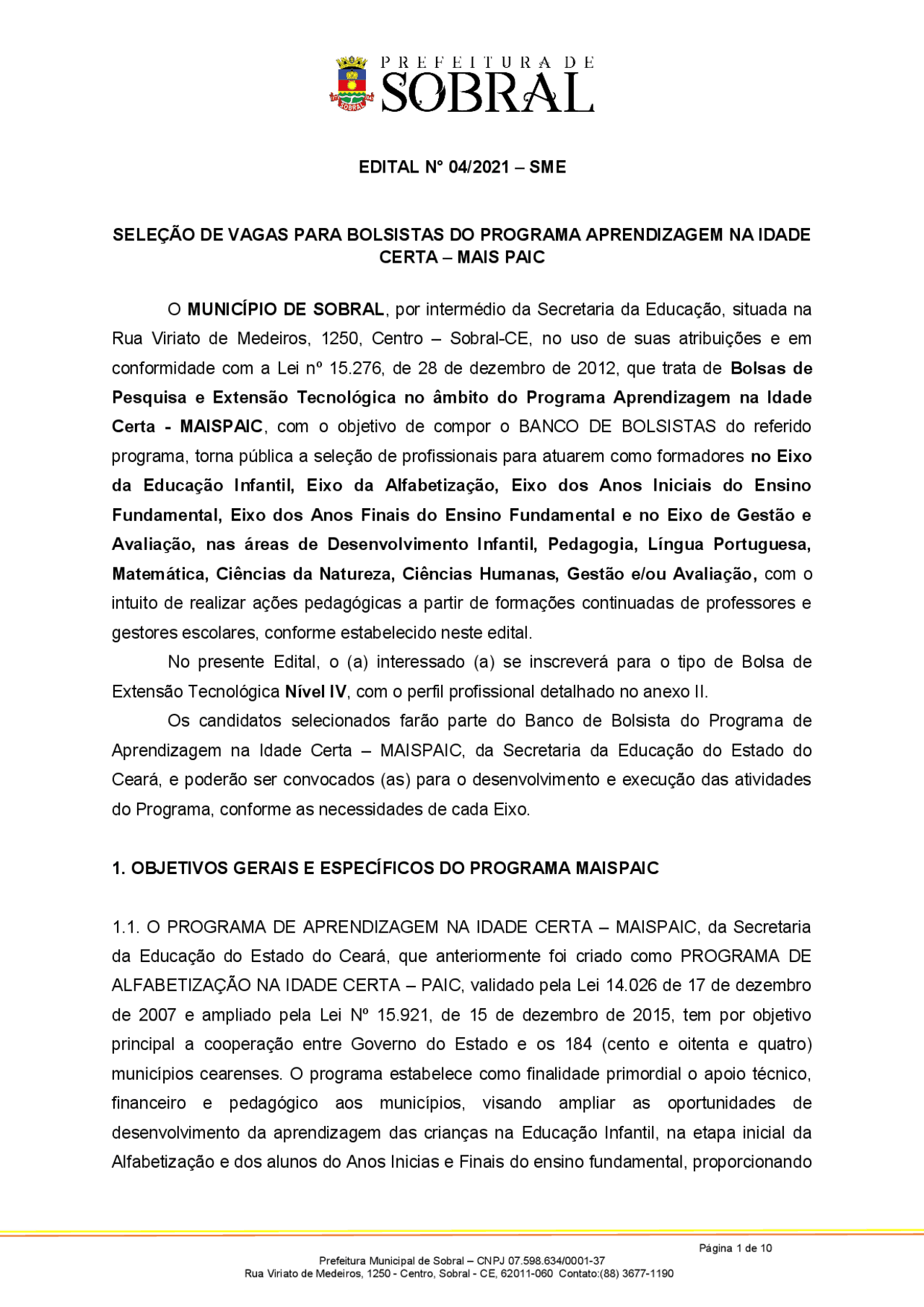 Edital Para Leitura Docsity