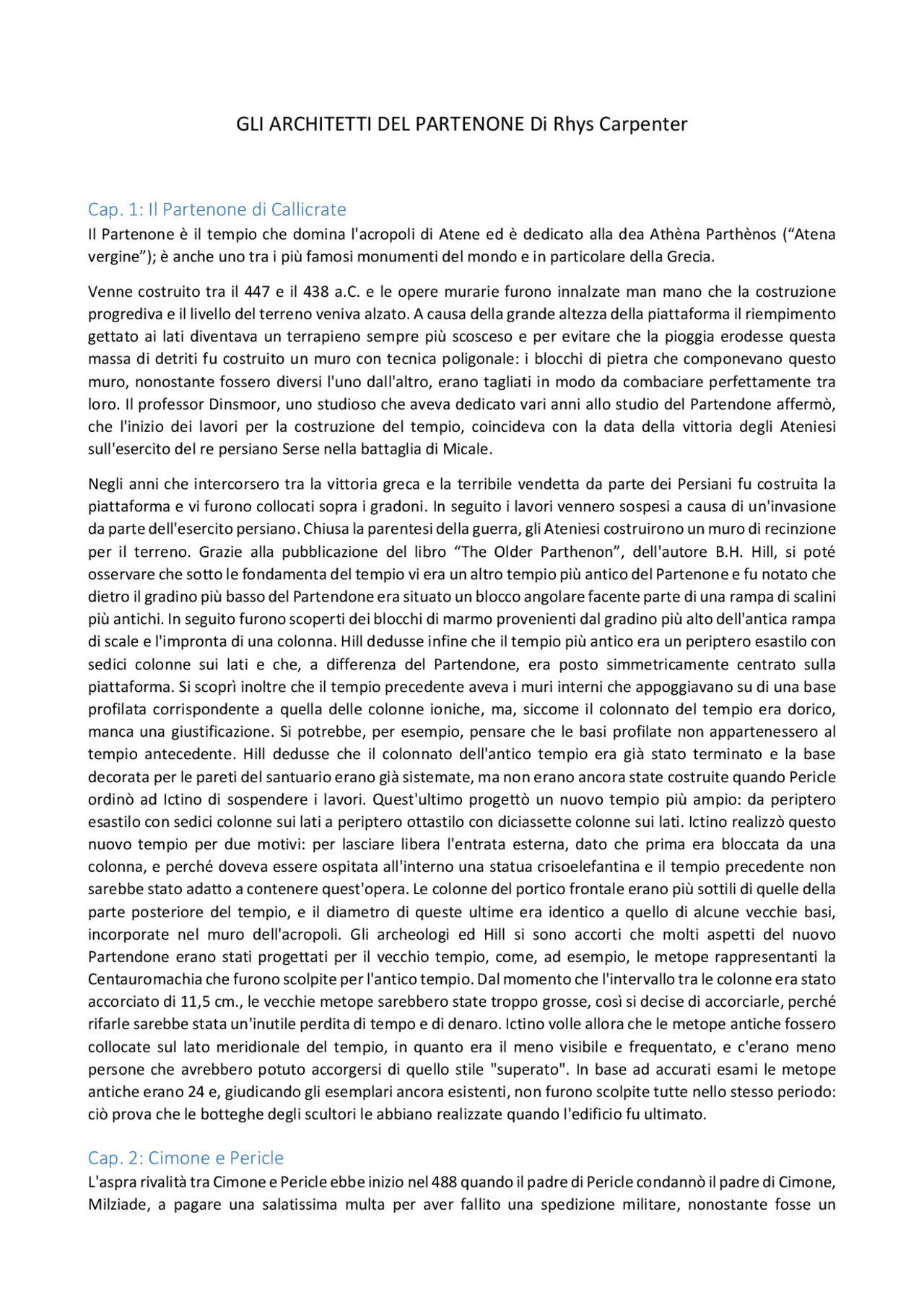GLI ARCHITETTI DEL PARTENONE Di Rhys Carpenter - Docsity