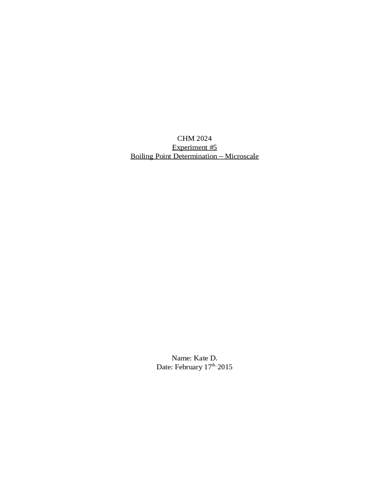Boiling Point Determination – Microscale - Docsity