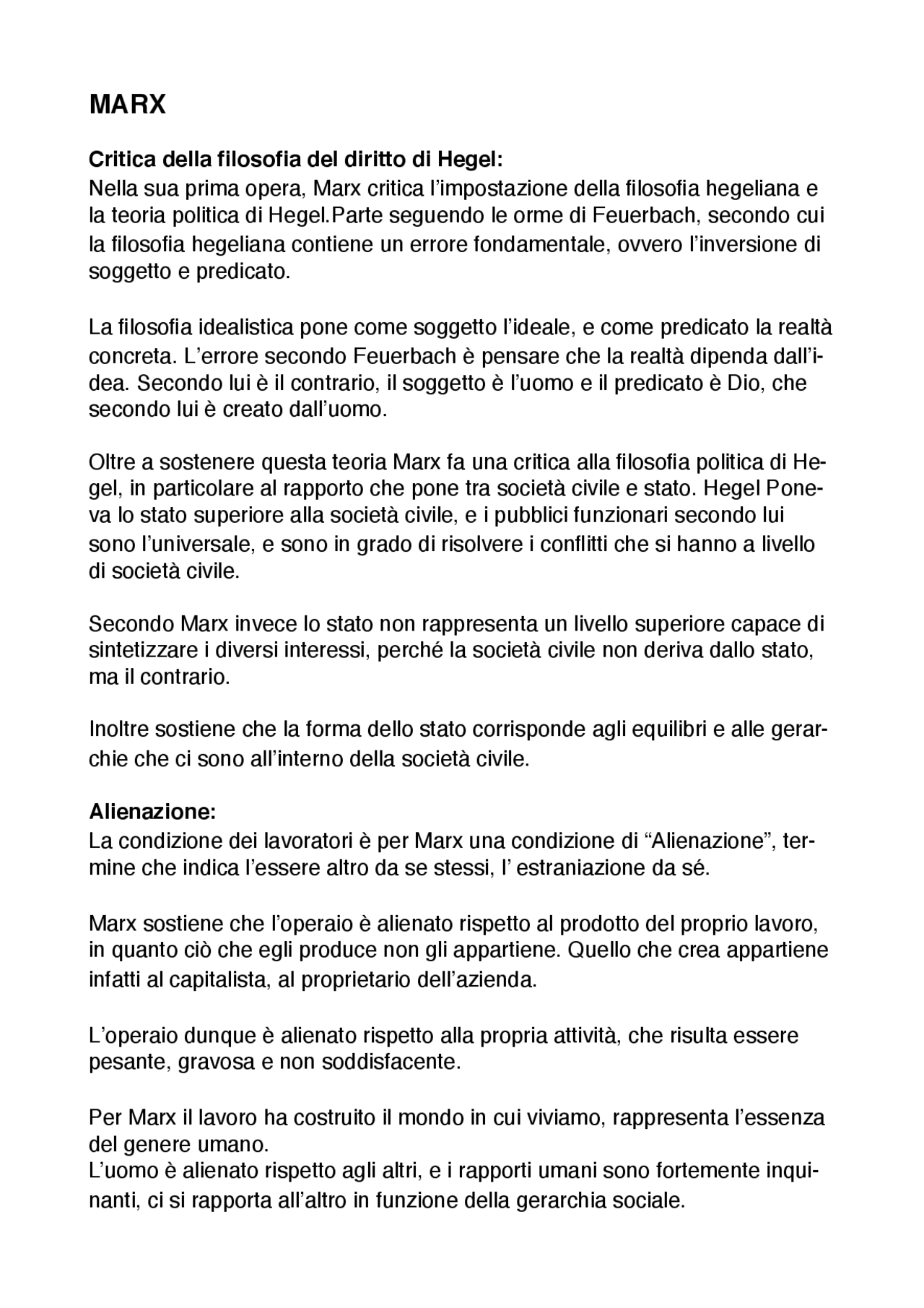 Appunti Su Karl Marx Docsity
