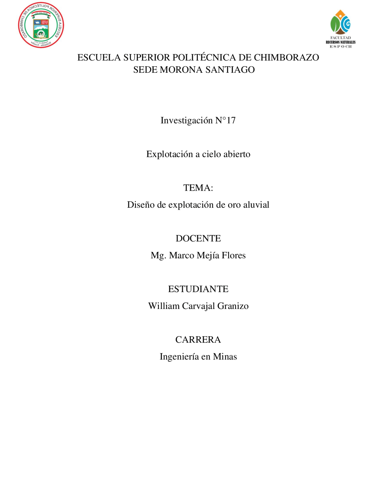 Diseño Mina Oro Aluvial Apuntes De Minería De Datos Docsity