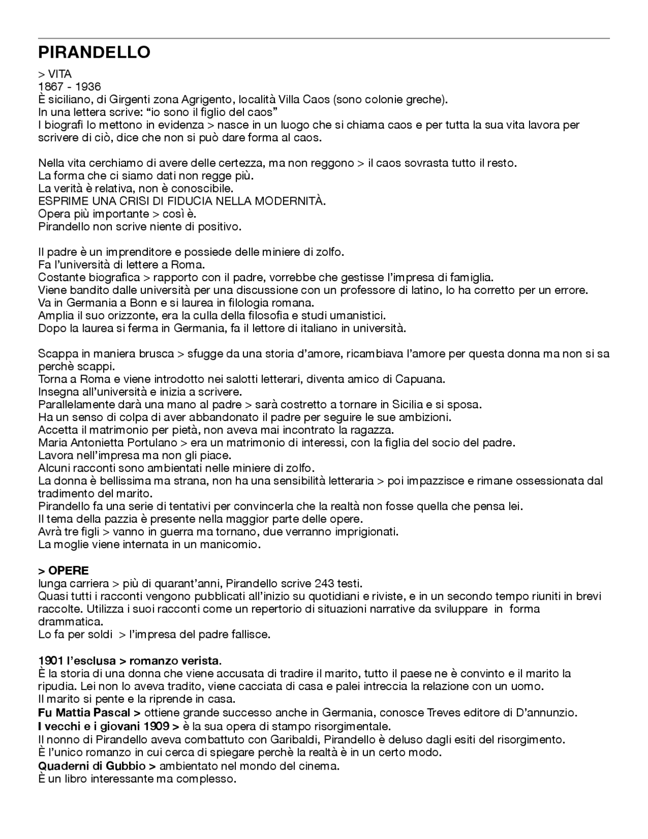 Appunti Su Pirandello Docsity