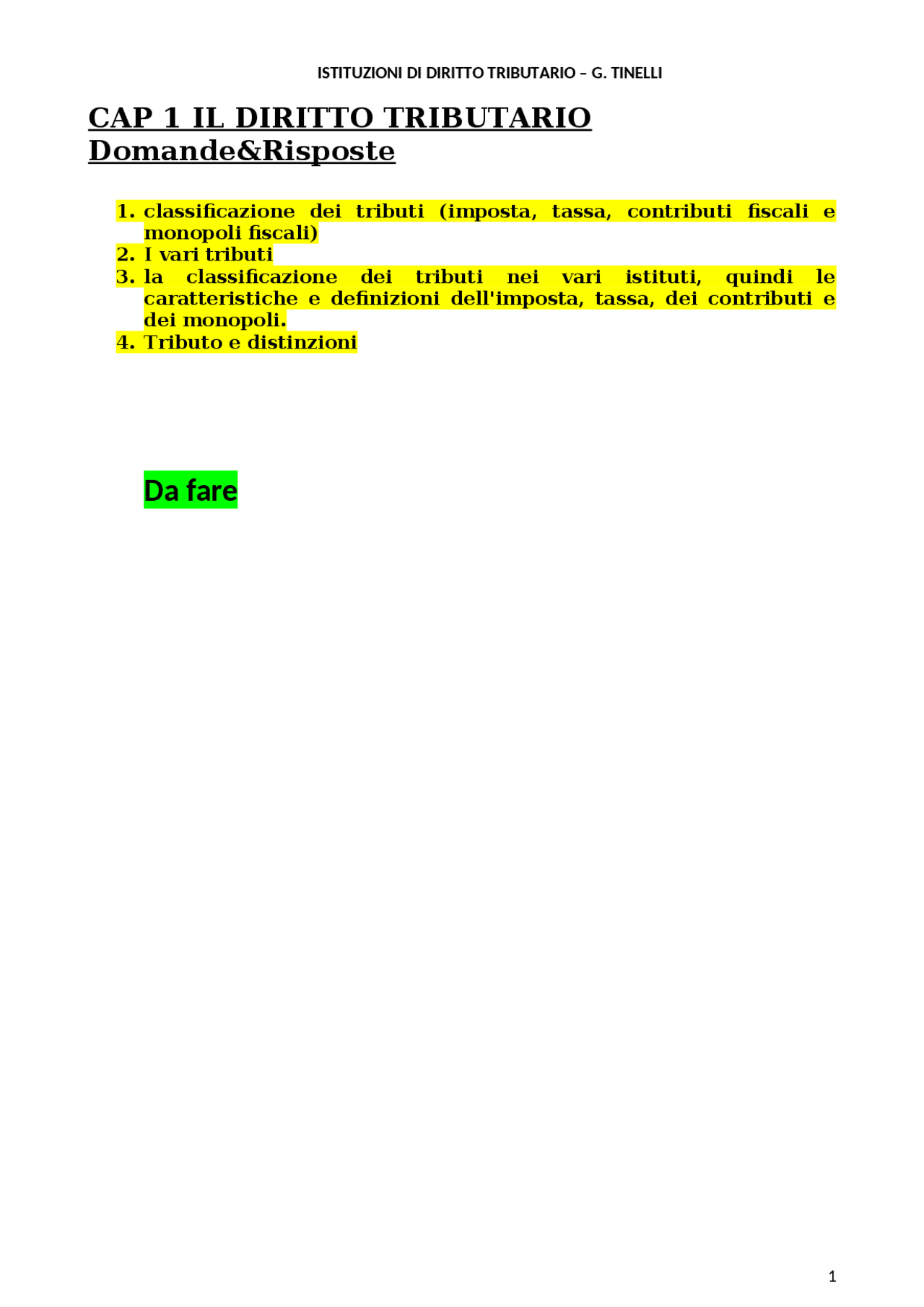 Domande e risposte Diritto tributario - Docsity