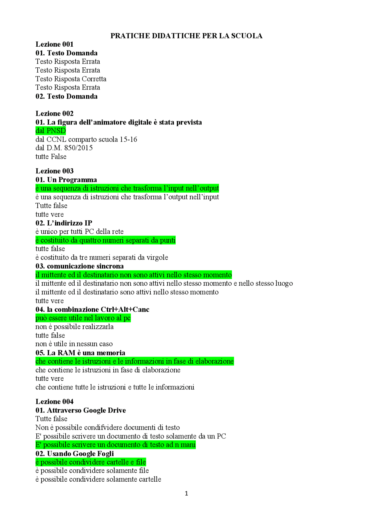 Paniere Pratiche Didattiche Per La Scuola Docsity
