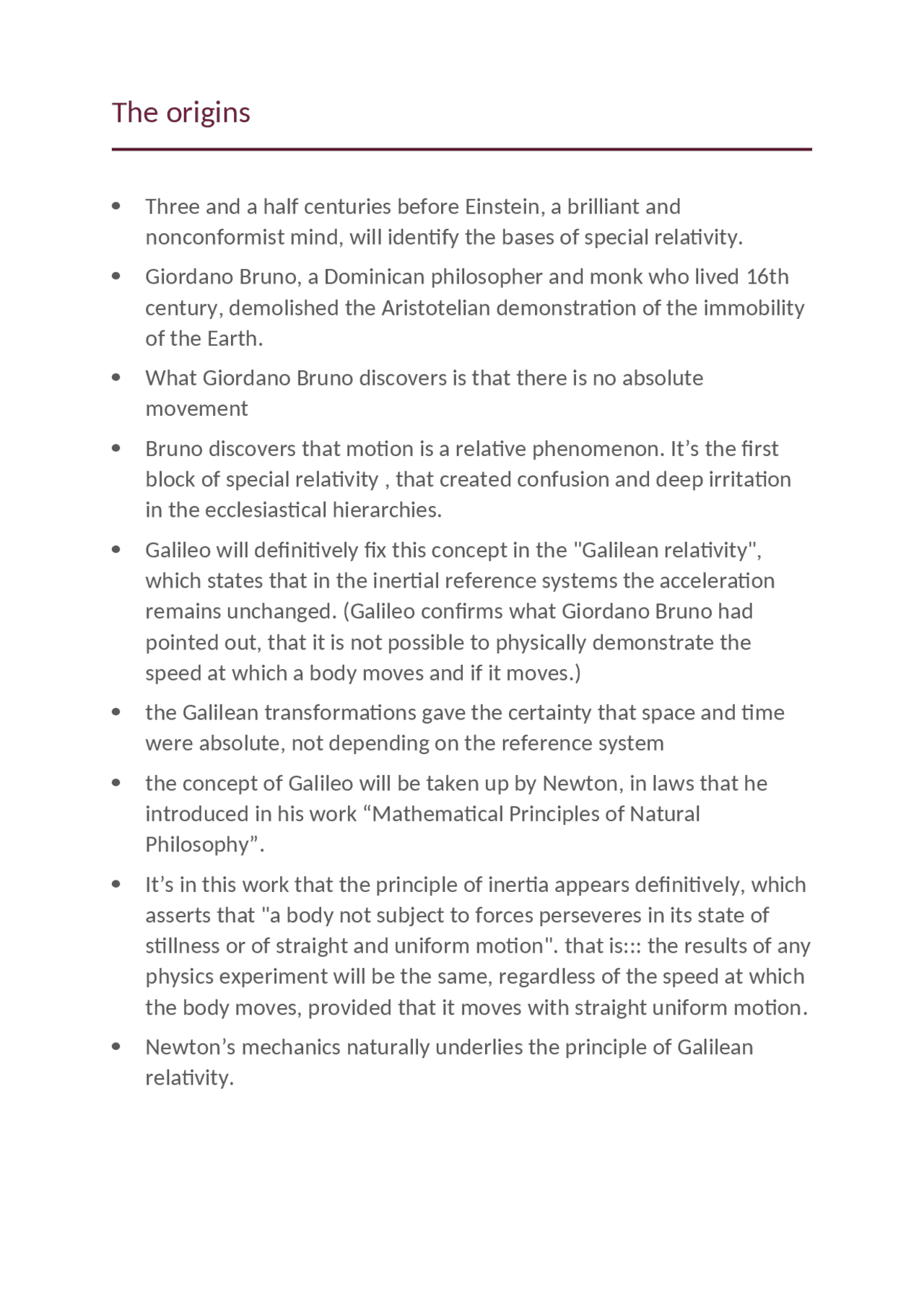 Teoria Della Relatività Breve Storia Docsity