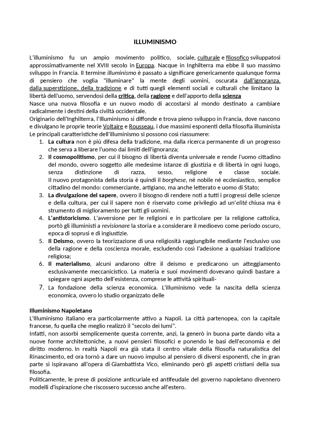 Riassunto Dellilluminismo In Italia Docsity