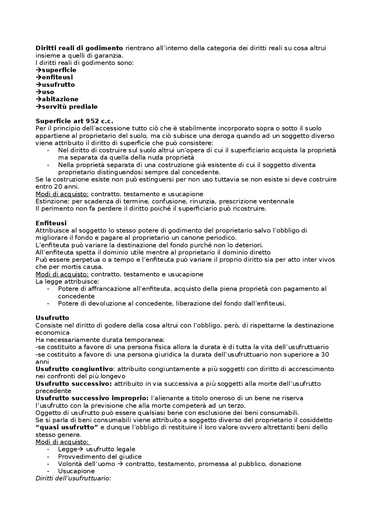 Diritti Reali Di Godimento Docsity