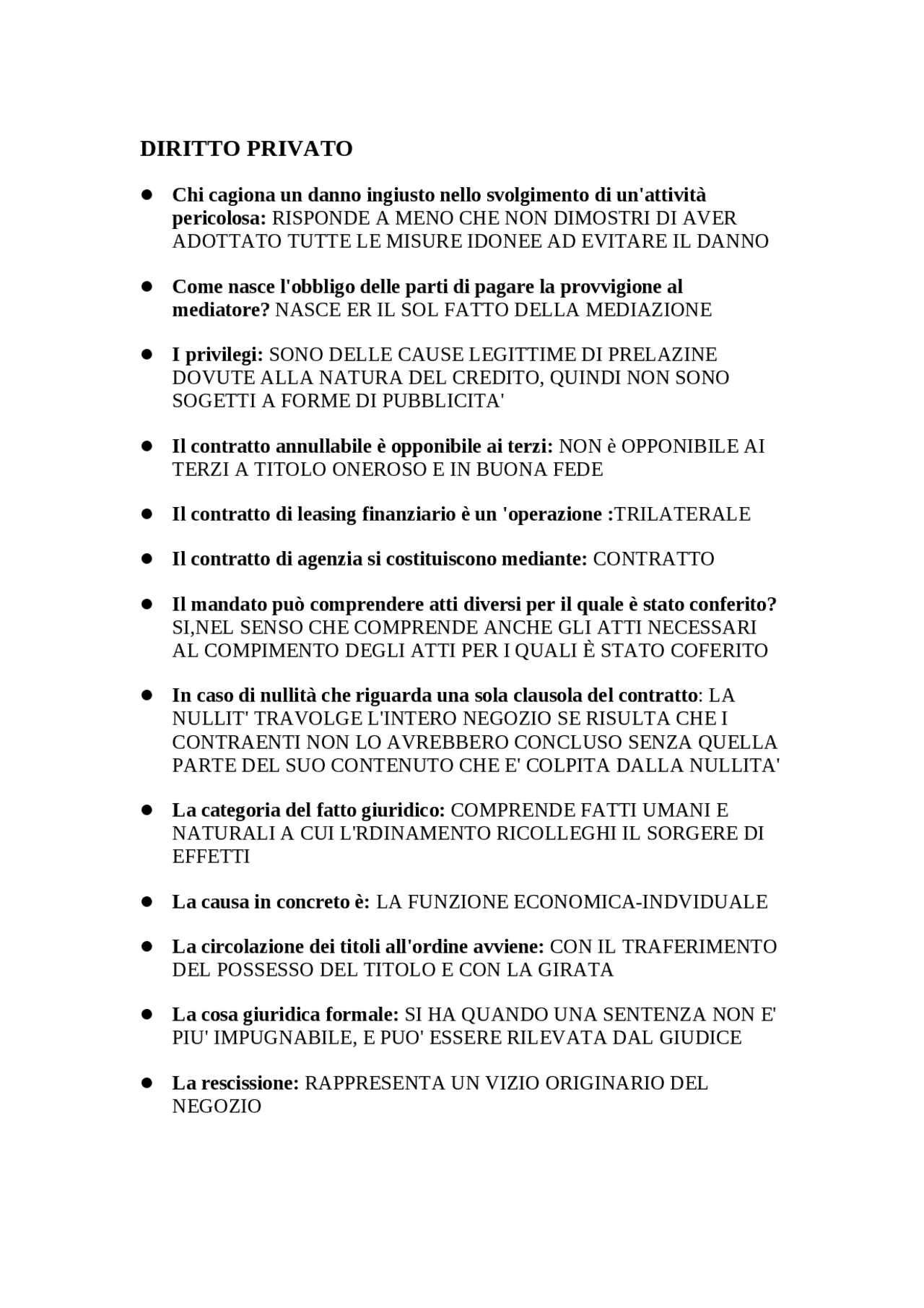 Diritto Privato Unipegaso Docsity