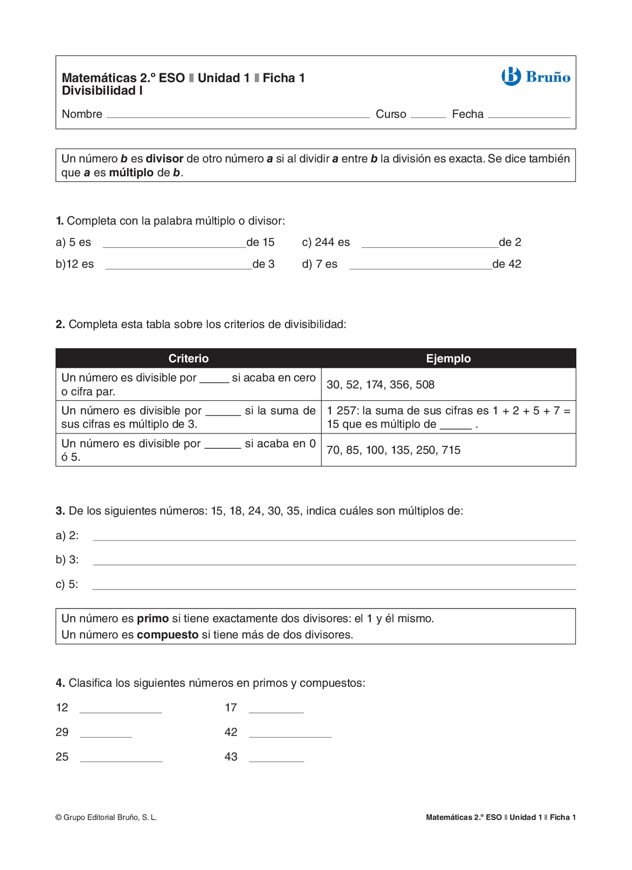 Fichas refuerzo 2 eso matematicas - Docsity