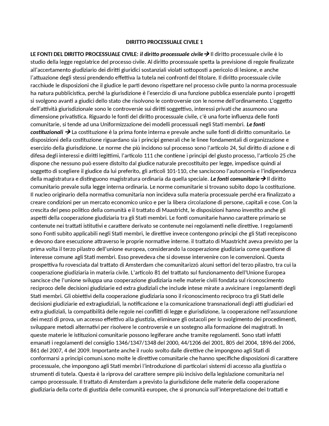 DIRITTO PROCESSUALE CIVILE 1 - UNICAM - Docsity