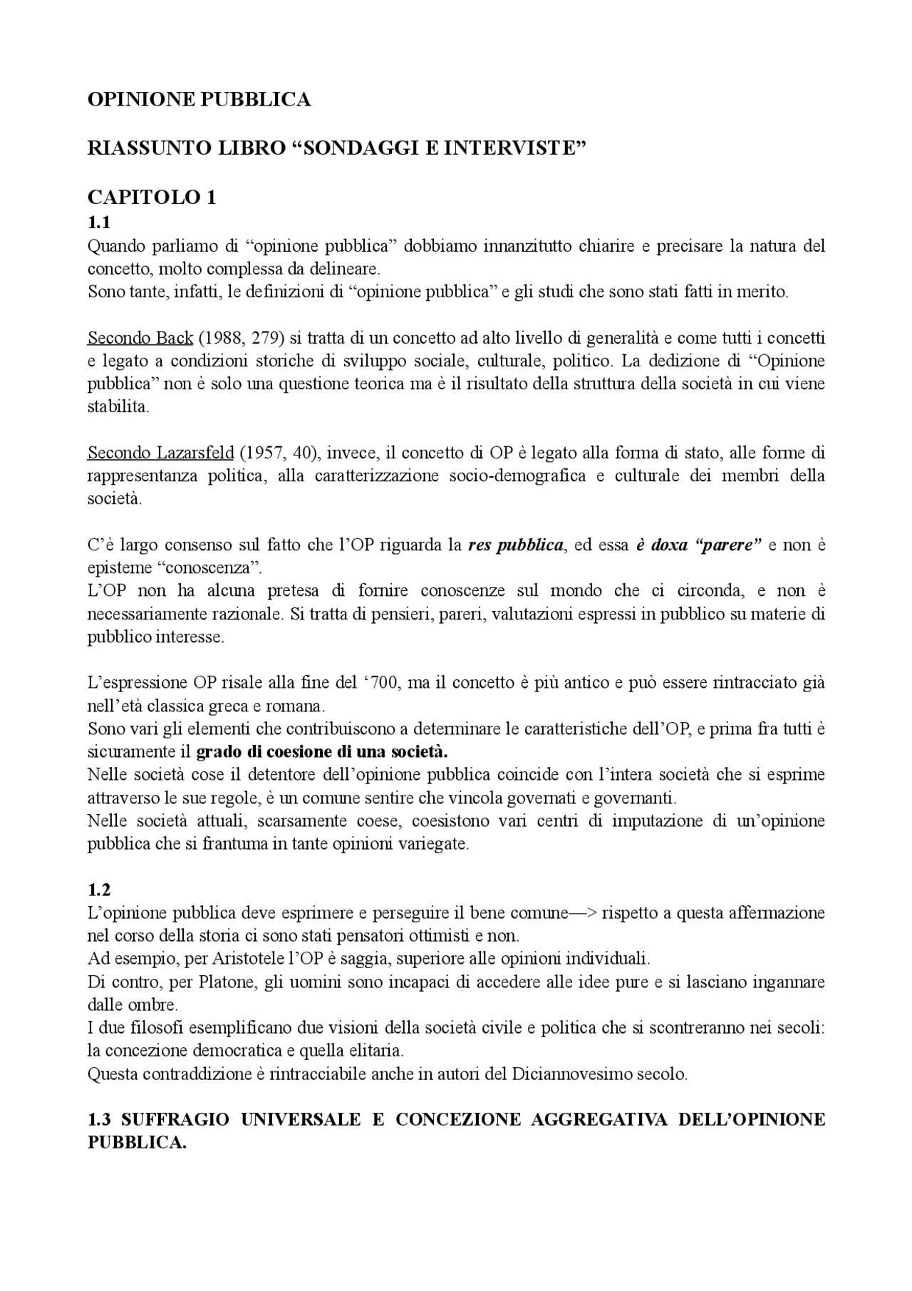 Sondaggi E Interviste Docsity
