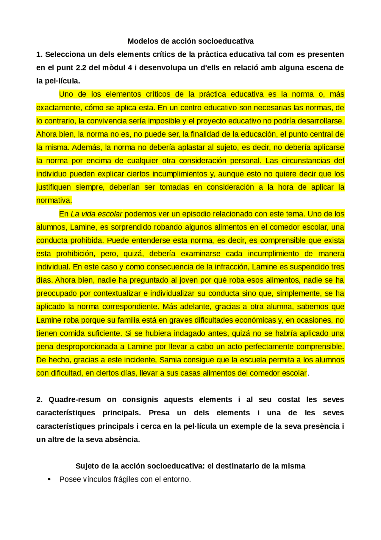 Pac 3 Models Dacció Socioeducativa Ejercicios De Psicología Docsity