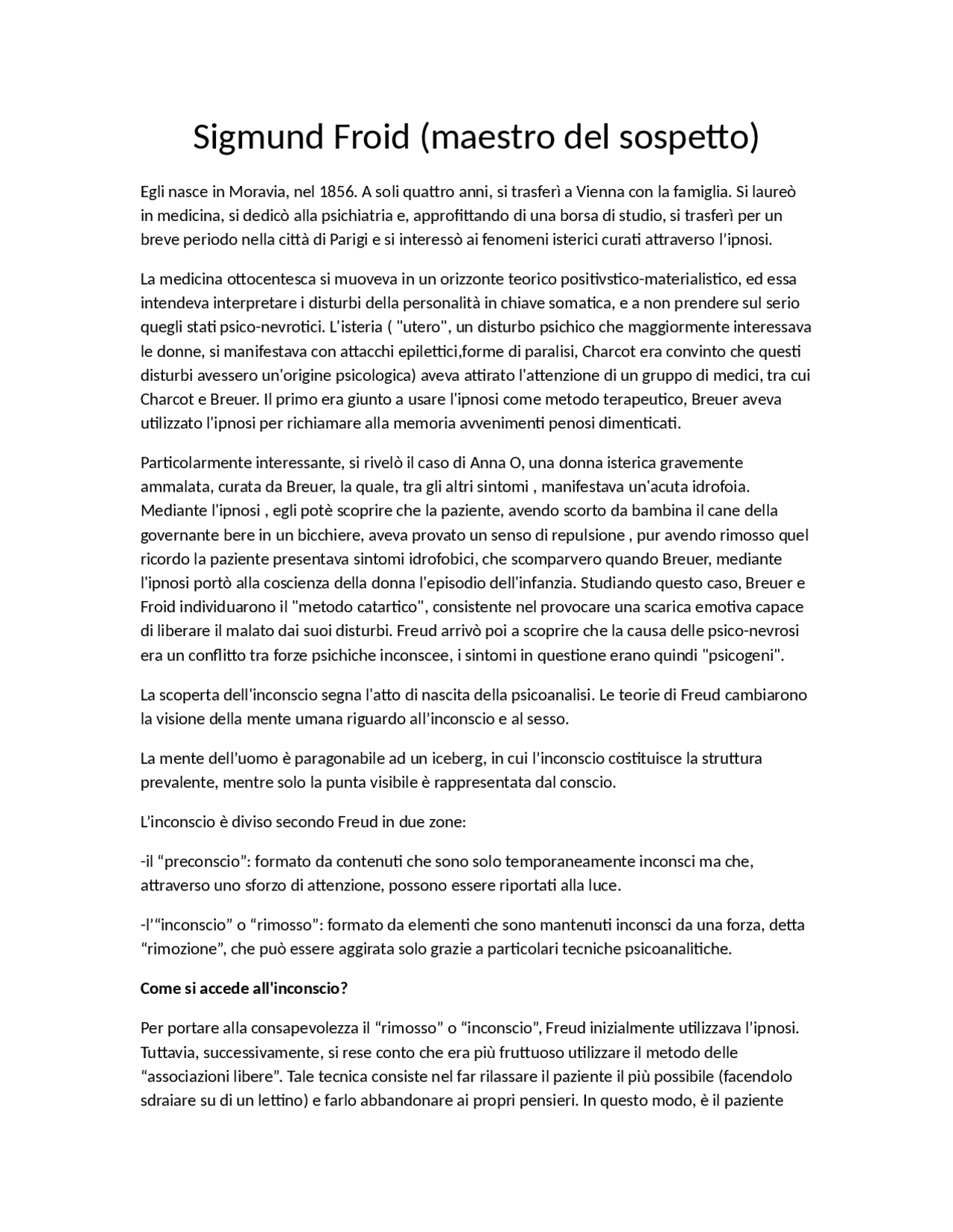 Sigmund Freud E La Psicanalisi Docsity