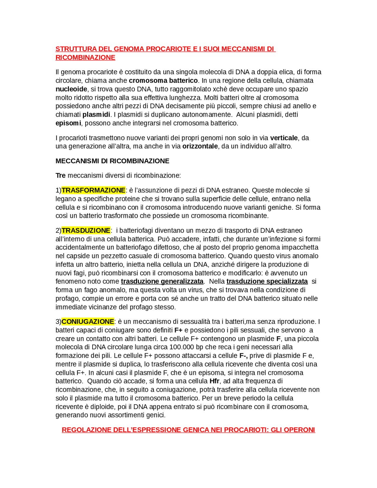 Genoma Eucariote E Procariote Docsity