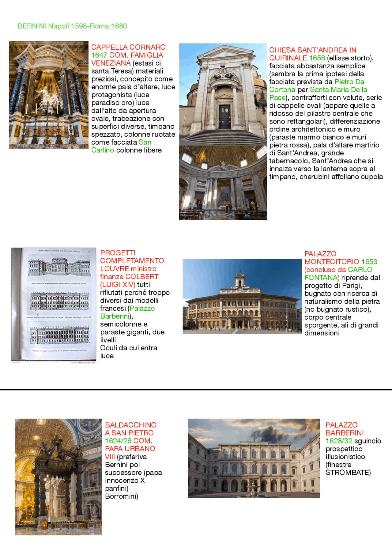 Bernini Schema Riassuntivo Docsity