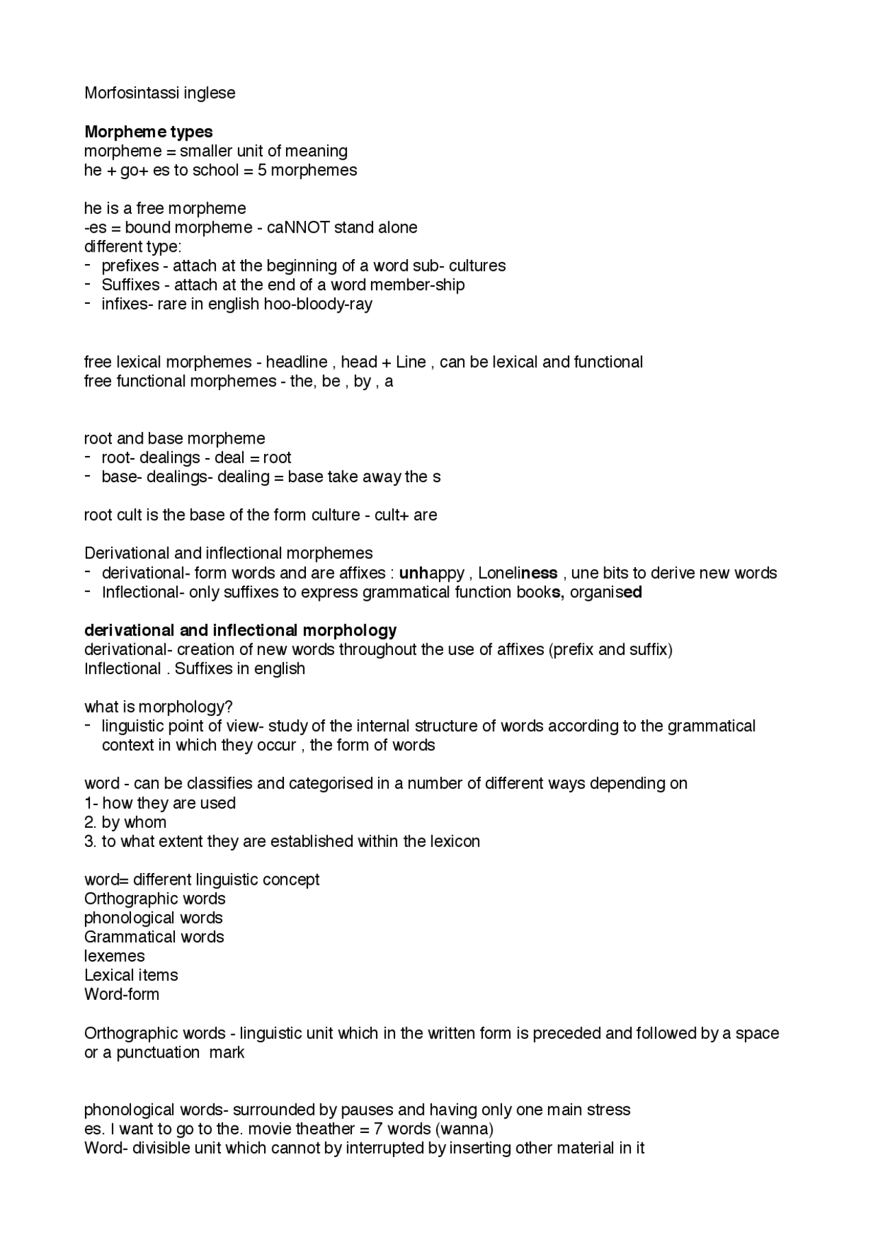 Morfosintassi Inglese 2 Docsity