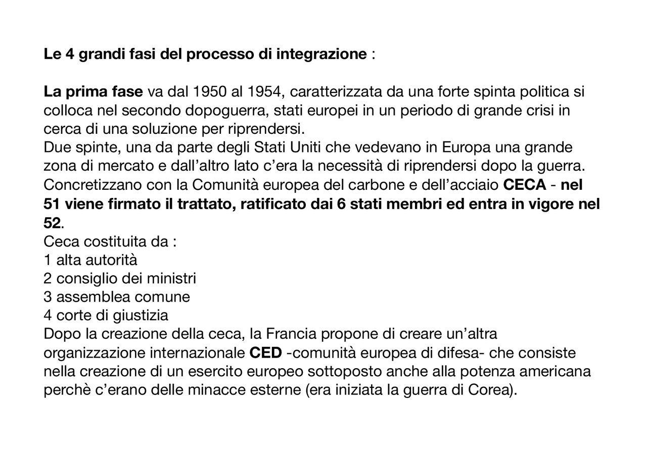 Le 4 fasi del processo di integrazione- diritto dell’Unione europea ...