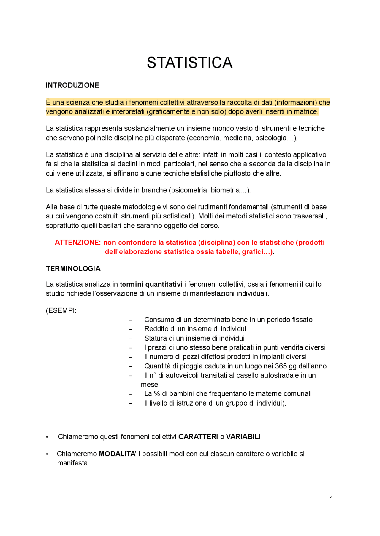 STATISTICA BASE - Zanarotti - Docsity