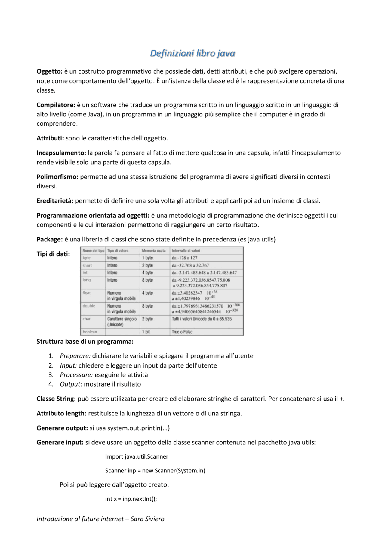 Future internet - Java | Appunti di Programmazione Java | Docsity