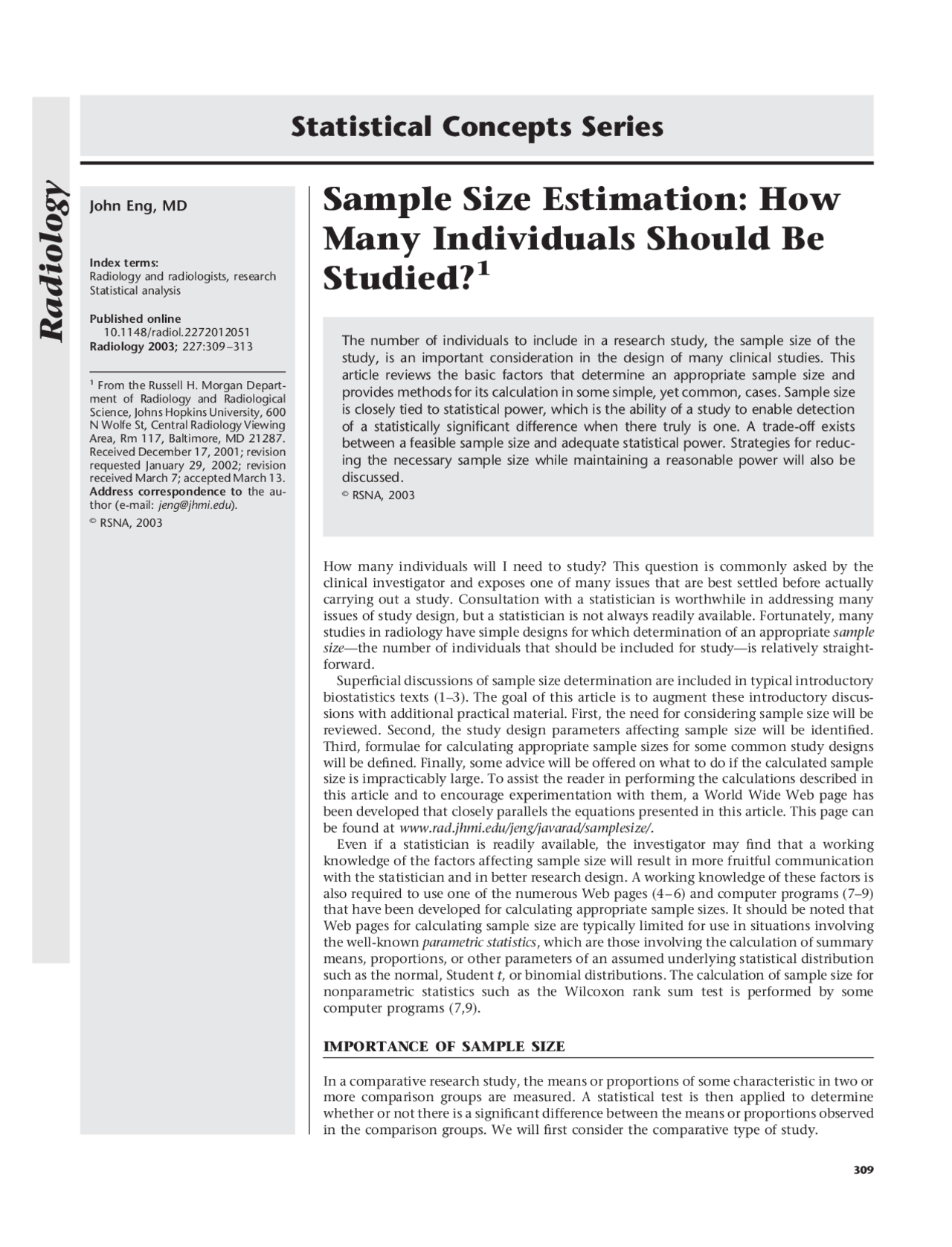 Sample Size Estimation Docsity