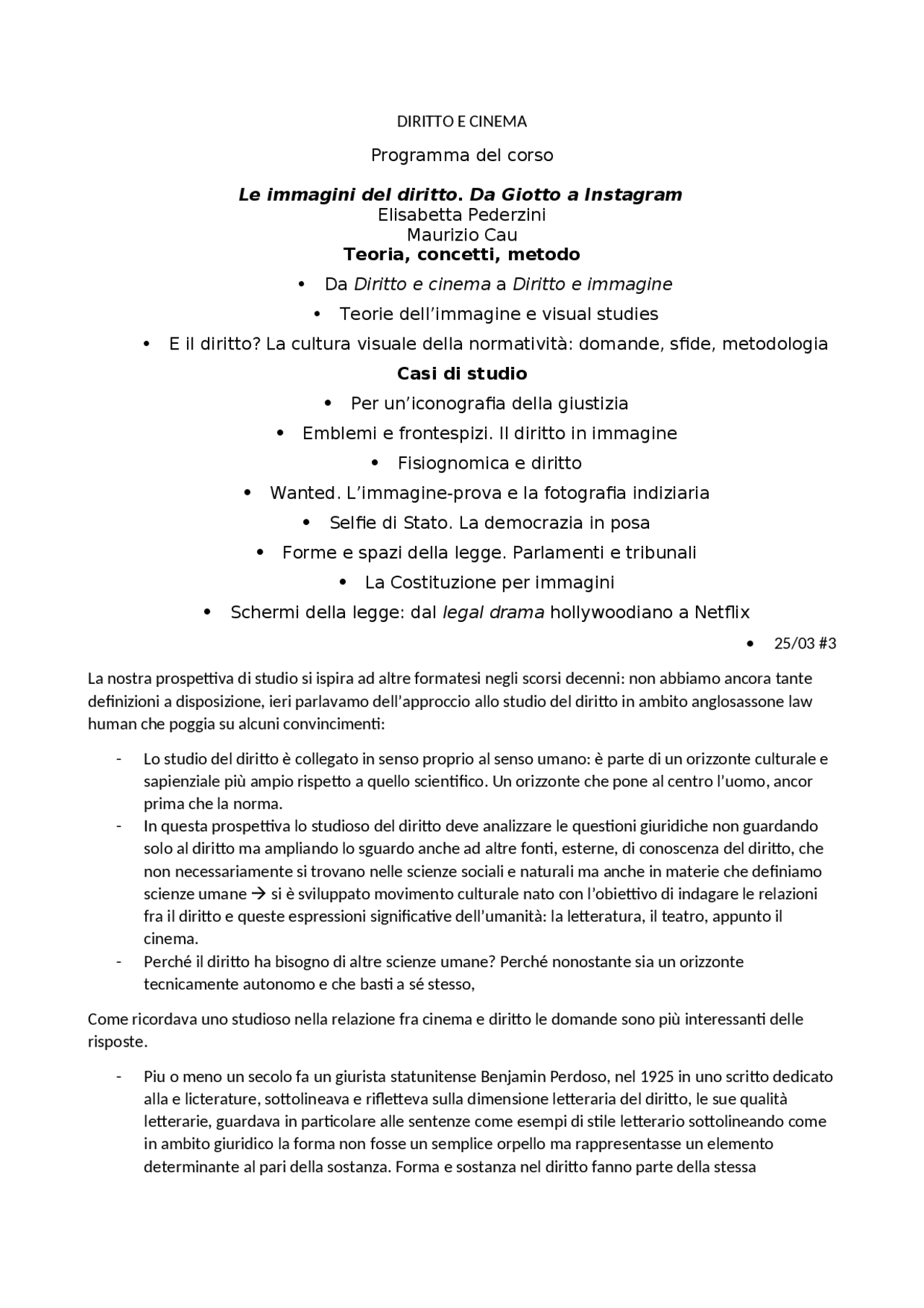 Corso Libero Diritto E Cinema Unitn 2 Cfu Docsity