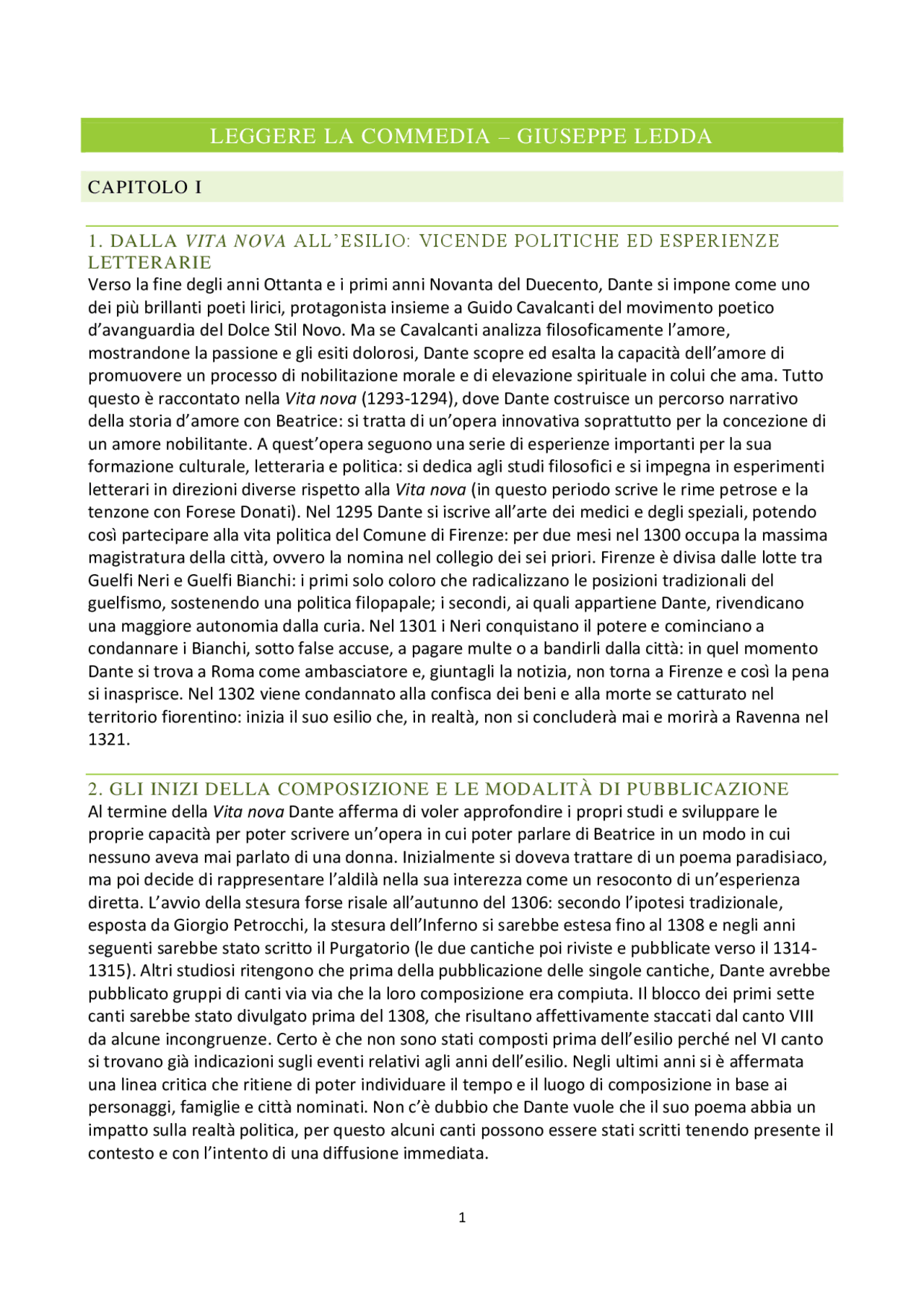 Leggere La Commedia Giuseppe Ledda Docsity