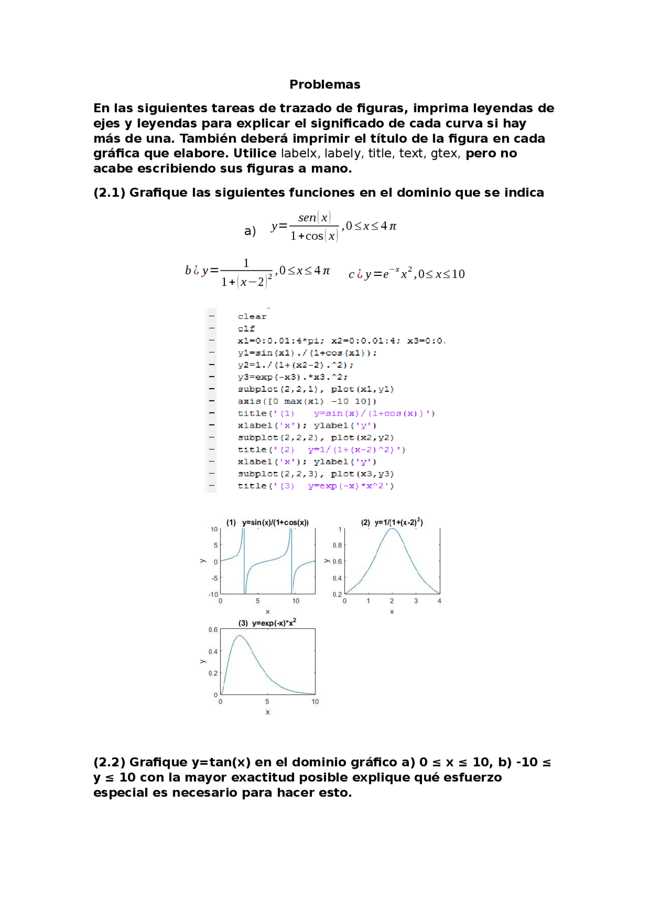 Problemas Matlab Capitulo 1 Esercizi Di Metodi Numerici Docsity