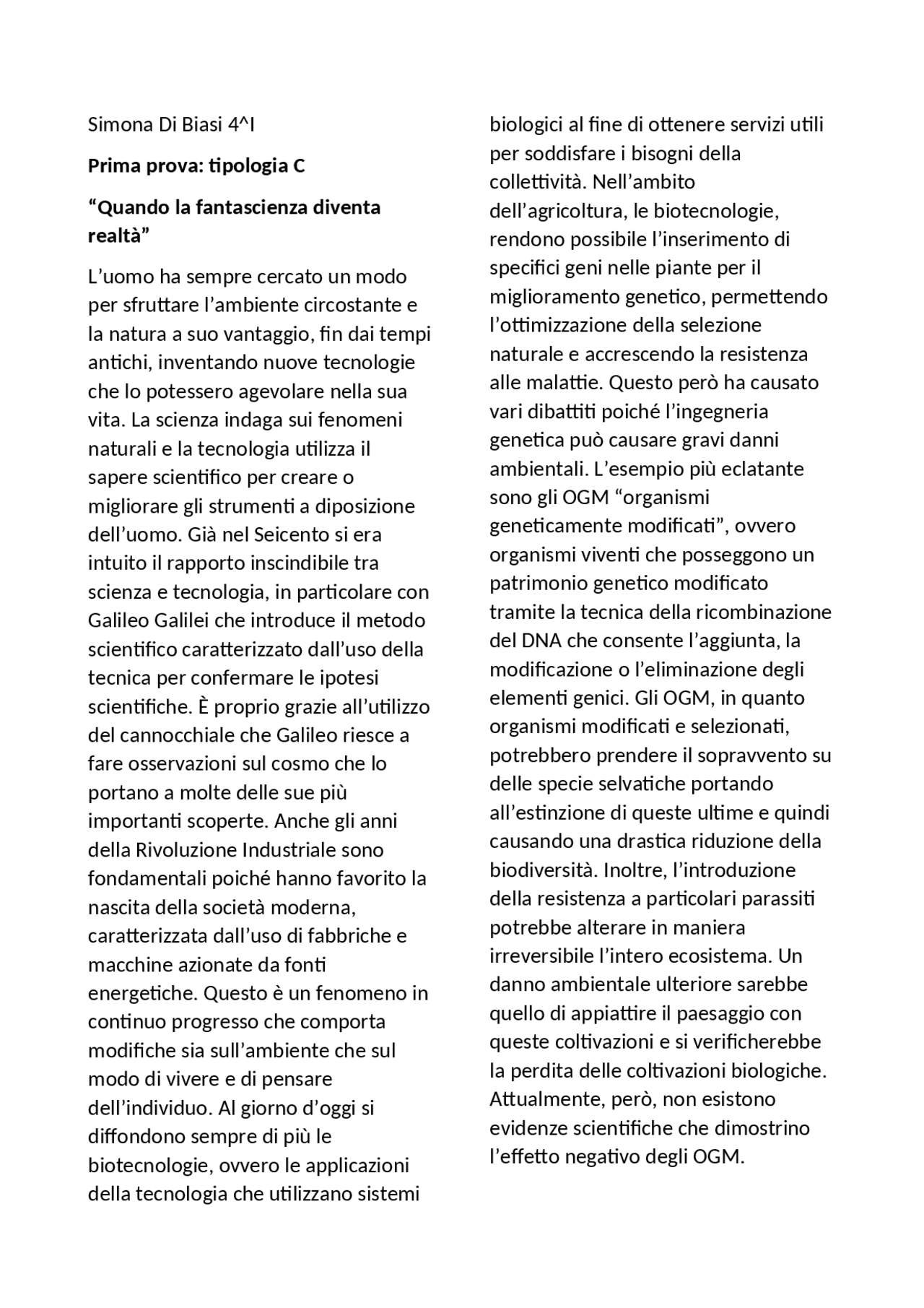 Rapporto tra scienza e tecnologia | Prove svolte di Maturità di ...