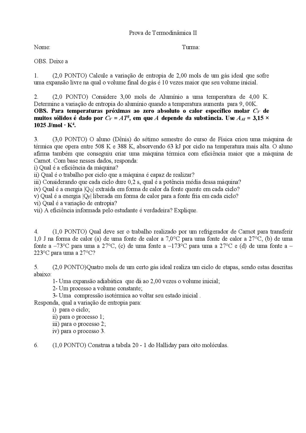 Exercícios Resolvidos Termodinâmica Ii Docsity
