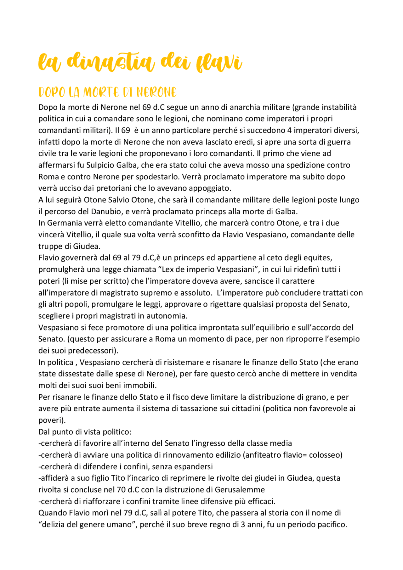 Storia Dinastia Dei Flavi Docsity
