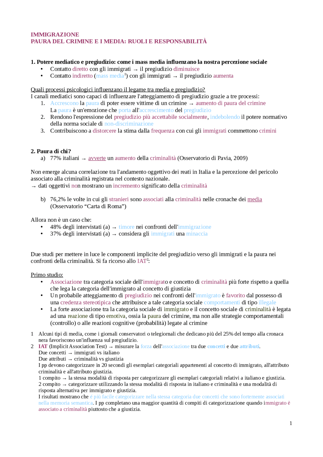 Immigrazione E Crimine Docsity