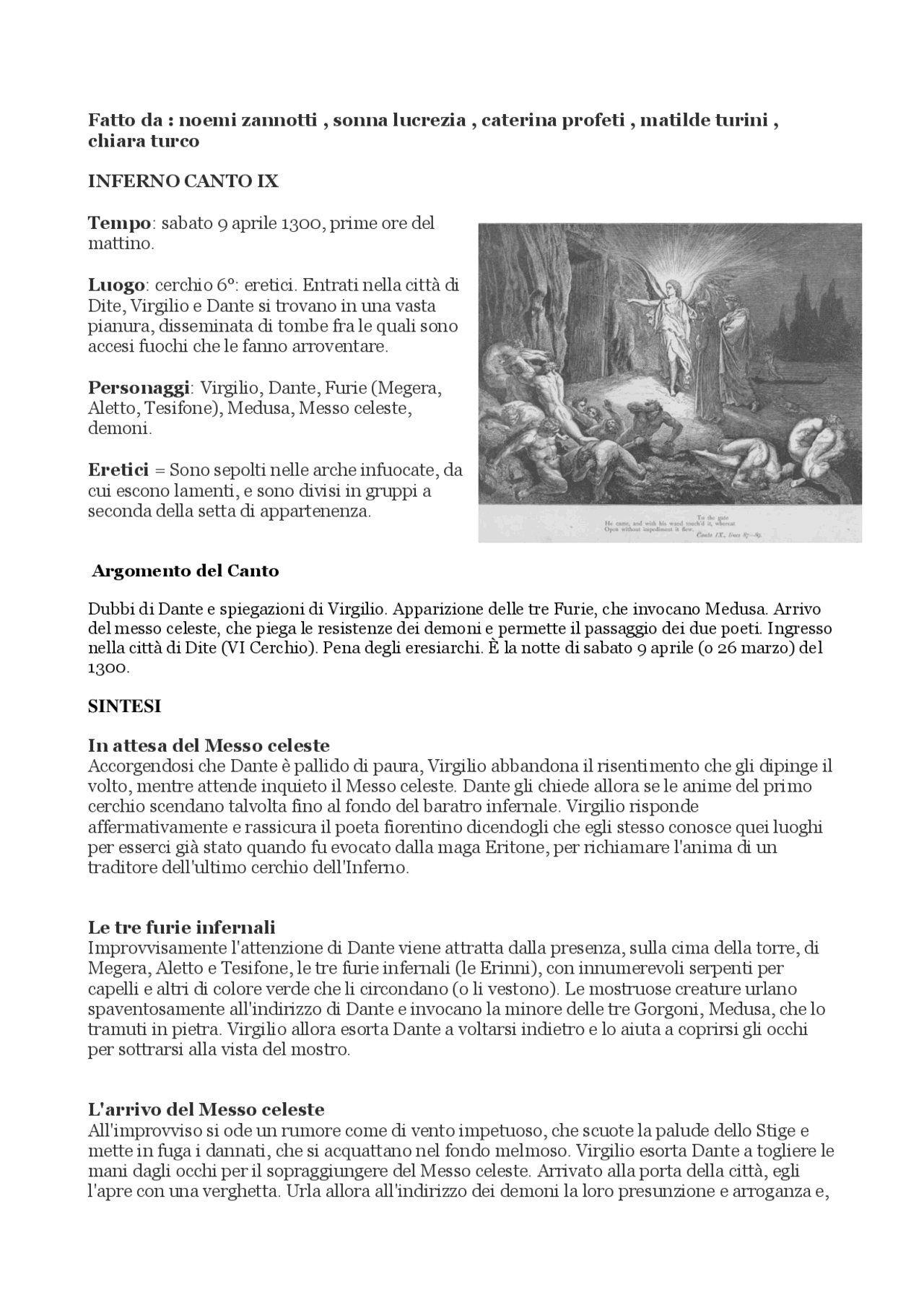 Inferno canto ix-x - terza superiore - Docsity