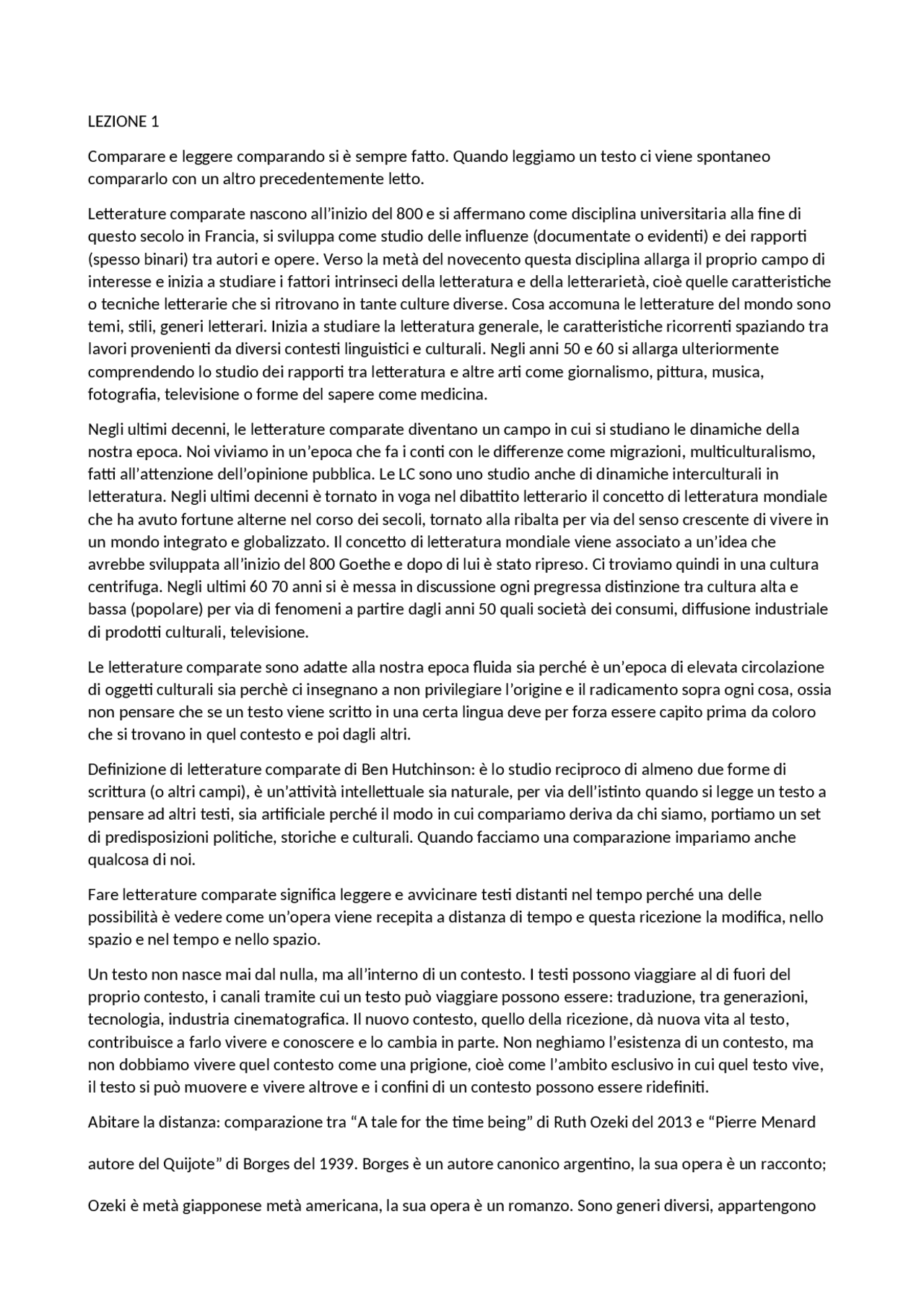 Letterature Comparate Docsity