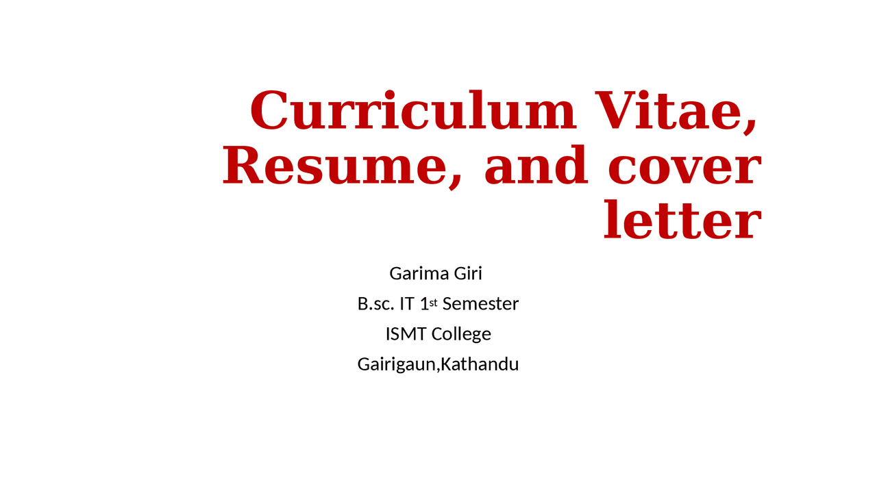 Writing A Curriculum Vitae Docsity