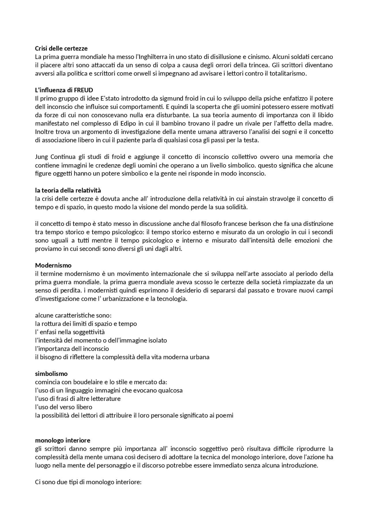 Riassunto Programma Di Quinta Liceo Linguistico Docsity