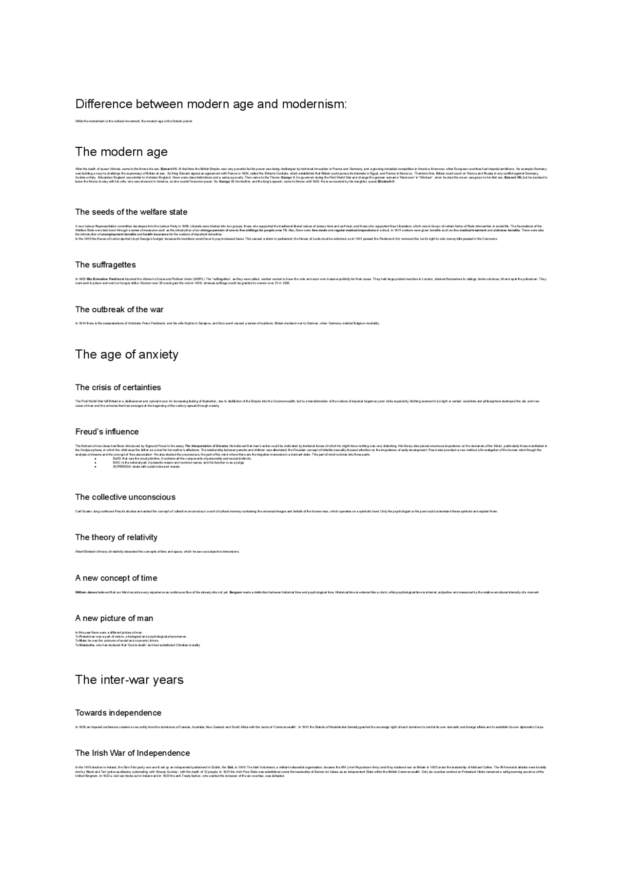 Modernism And Modern Age Docsity