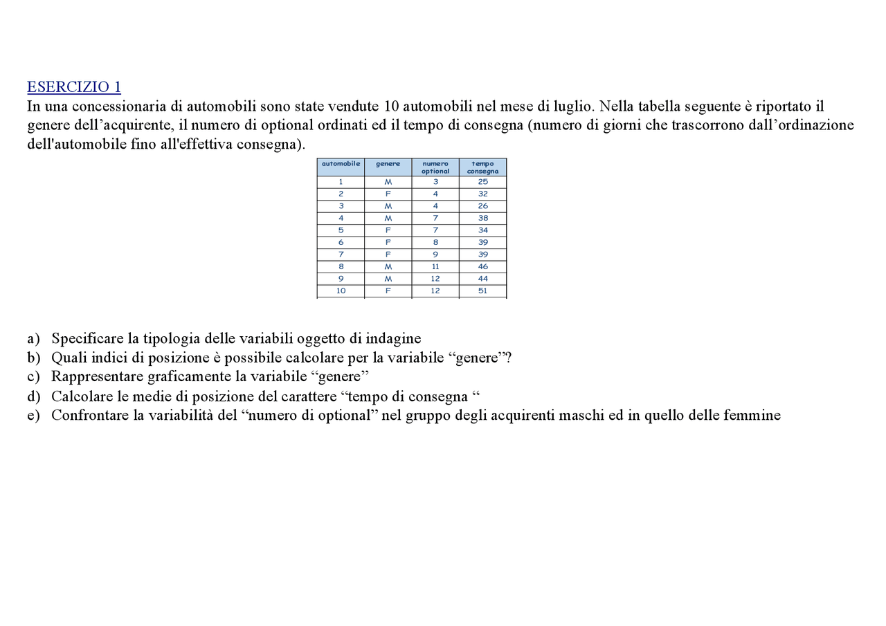 Esercizi Statistica 2 Edizione Esercizi Di Statistica Docsity