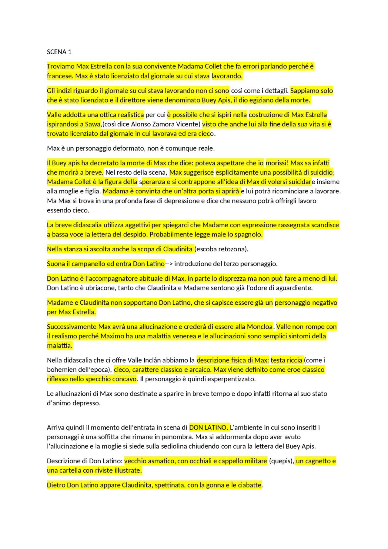 Analisi Di Luces De Bohemia Docsity