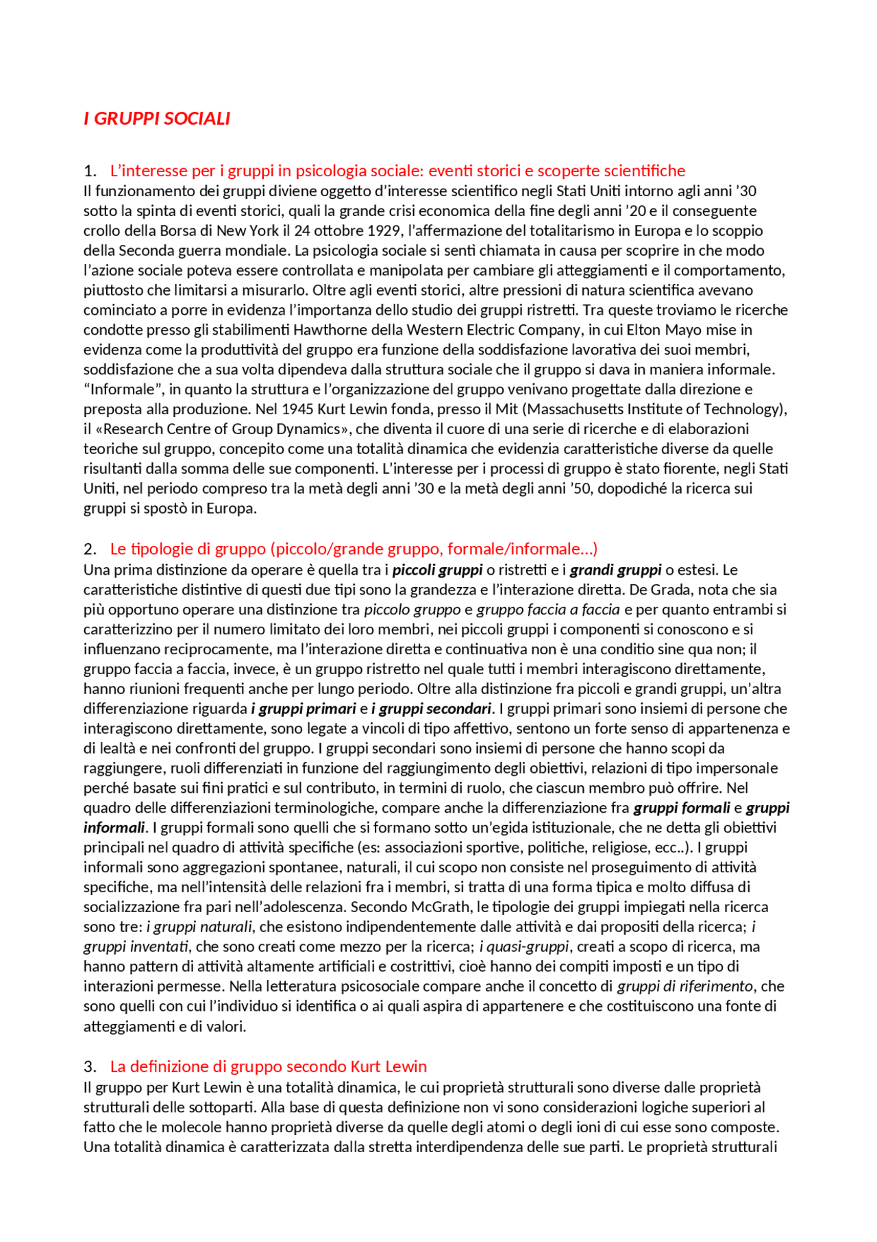 Psicologia Dei Gruppi Docsity